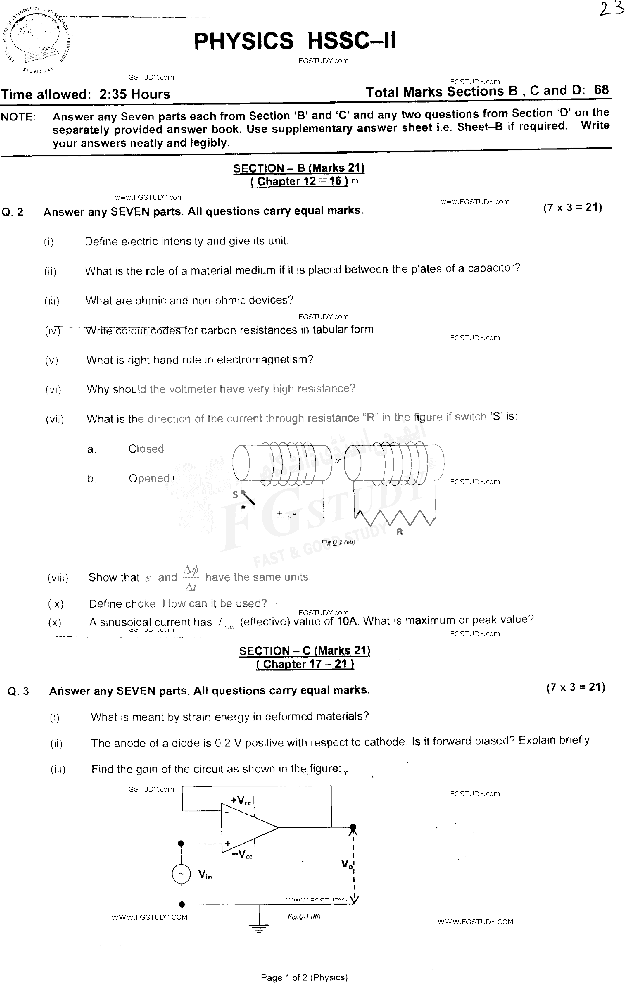 12th Class Physics Past Paper 2018 Federal Board Islamabad Subjective 12th Class Physics Past Paper 2018 Federal Board Islamabad Subjective